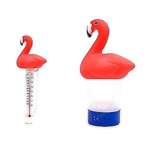 Chlorine Floater, Flamingo Collapsible Floating Pool Dispenser Set ，Fits 3" Chlorine Tablets，Release Adjustable for Indoor & Outdoor Swimming Pool Hot Tub SPA（2pack）