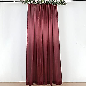 Efavormart 8ftx10ft Burgundy Satin Curtain Panel Backdrop Drapes, Photo Booth Backdrop with Rod Pocket