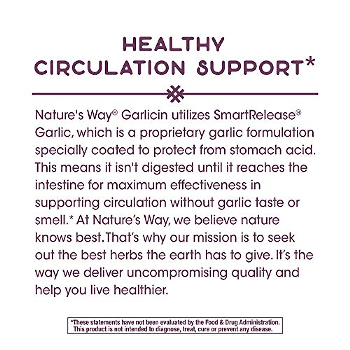 Nature's Way Garlicin Cardio, SmartRelease Garlic with MAX Allicin Potential, Odor Free, 60 Count, Pack of 2