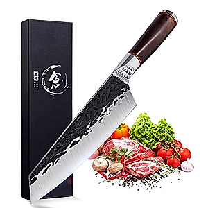 DRAGON RIOT Kiritsuke Chef Knives Carbon Steel Bunka Knife Forged Japanese Butcher Cleaver Kitchen for Home and Restaurant