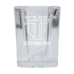 Personalized Customizable University of Tampa Spartans Etched Square Shot Glass 2 oz With Custom Name (1) Officially Licensed Collegiate Product