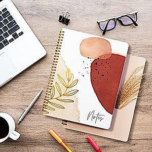 ZICOTO Aesthetic Spiral Notebook Journal For Women - Cute Abstract 10.5" x 8.5" College Ruled Notebook With Large Pockets, Lined Pages and Hardcover - Perfect to Stay Organized at Work or School