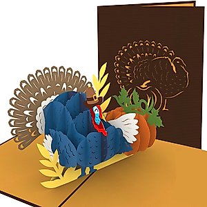 PopLife Autumn Turkey 3D Pop Up Card - Thanksgiving Greeting Card, Anniversary, Birthday Card, Thank You, Congratulations, Fall, Christmas Decoration - For Mom and Dad, for Wife and Husband, for