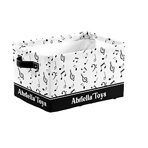 Music Notes Stars Black Storage Baskets for Organizing, Foldable Storage Baskets for Shelves, Fabric Storage Bins with Handles
