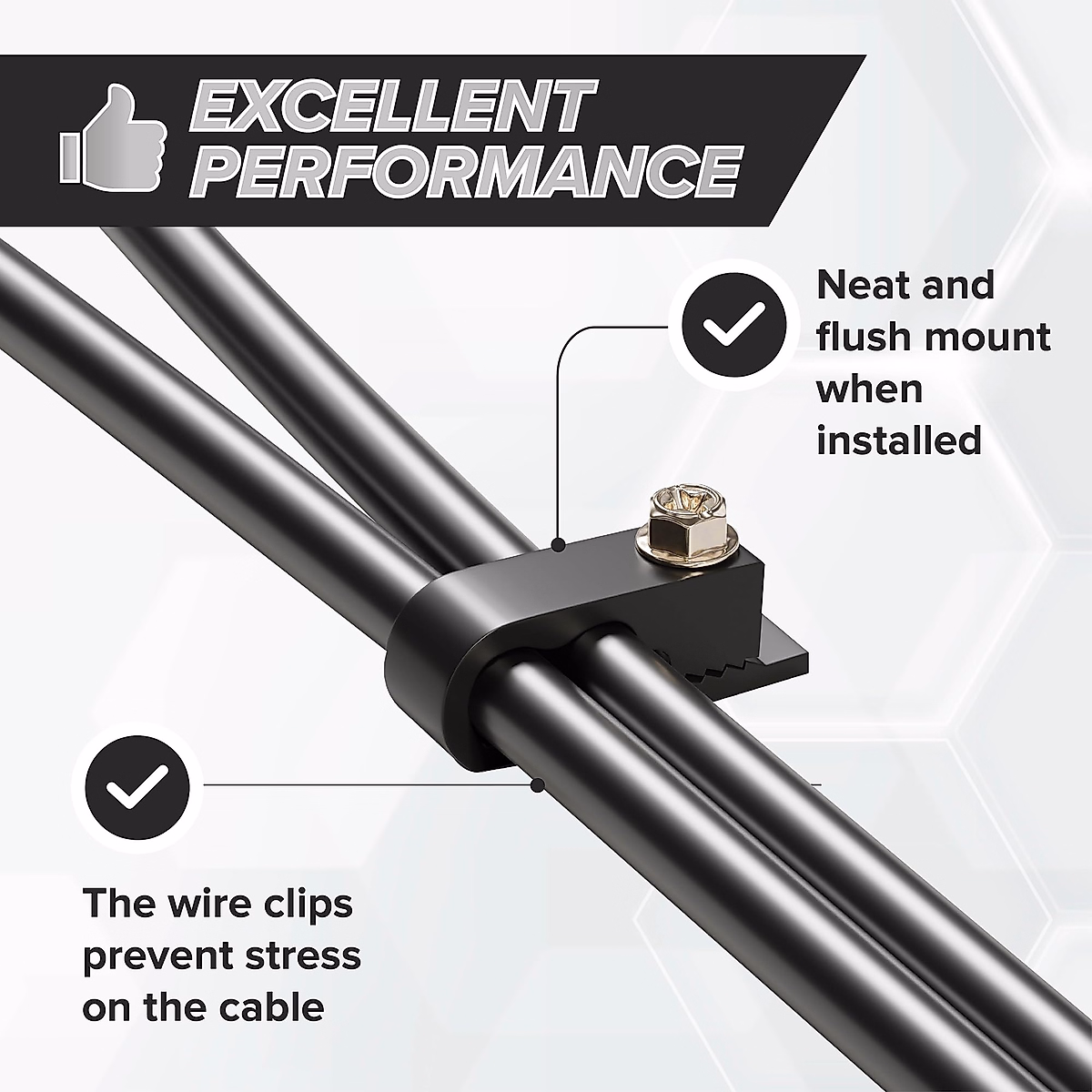 THE CIMPLE CO Dual Cable Clips, 50 PCS, Indoor/Outdoor Cord Management, 1/2 in Wire Clips for Coax, Ethernet, Electrical Wire, Screw Clips for Wires on Wall, Black