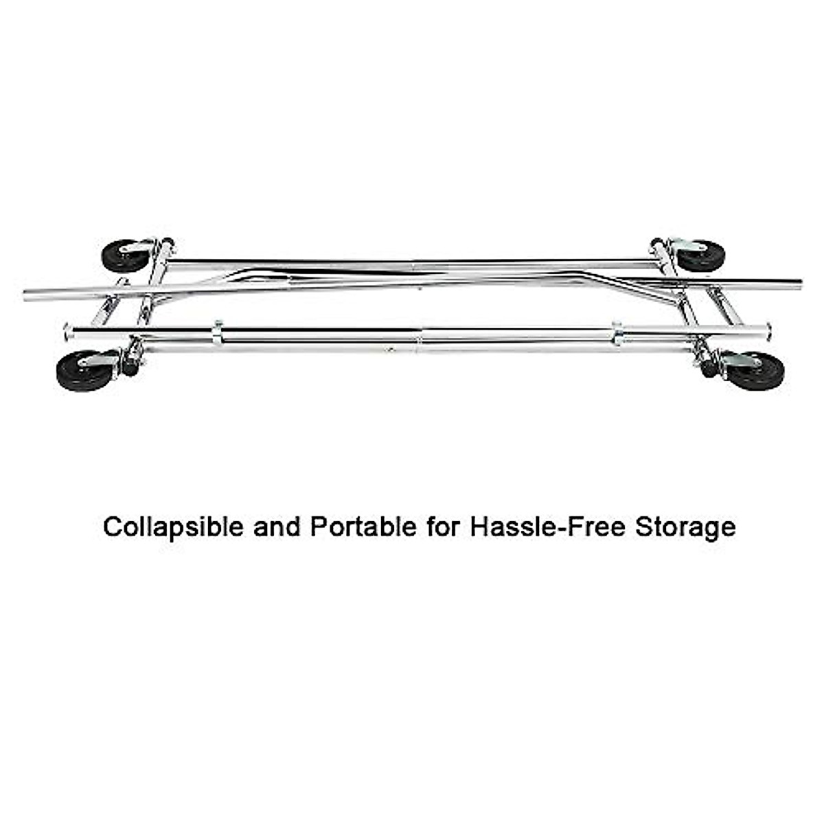 Yaheetech Commercial Clothing Garment Rack, Single Rail Clothes Hanger Freestanding Collapsible/Folding/Adjustable Heavy Duty Rolling Multi-Functional Expandable Clothes Storage w/Shelfs on Wheels