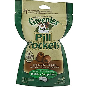 GREENIES Dog Tablet Pill Pockets Peanut Butter 3.2 Oz�, Pack of 2
