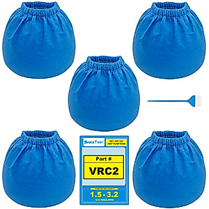 SpaceTent 5 Pack VRC2 Vacuum Filter for Armor All 2.5 Gallon and Vacmaster 1.5 to 3.2 Gallon Wet/Dry Vacuums, part # VRC2, Armor All AA255 Replacement Cloth Filter, Armor All Filter Bags