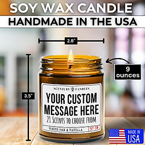 Create Your Own Custom Candle | 21 Scents To Choose From | Personalized Funny Gifts Customized, Birthday Gift Ideas For Women Men, Handmade In The USA