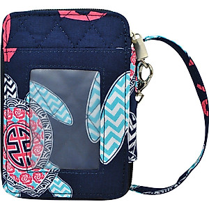 NGIL Sea Turtle Anchor Print Quilted Wristlet Wallet