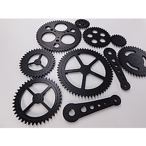 Steampunk Gears Wall Decor - Eight Gears, Two Push Rods - 10 Pieces - Free Shipping - Wood Gears