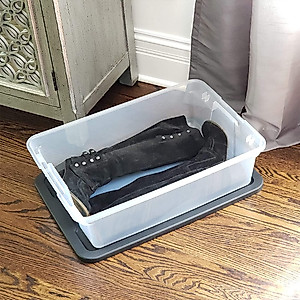 HOMZ Snaplock Multipurpose 28 Quart Clear Stackable Storage Container Bins with Tight Seal Lids for Indoor Home Organization, (4 Pack)