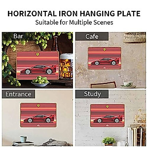 FERRARI F40/CAR FLAT VECTOR PosterMetal Sign Retro Wall Decor for Home Gate Garden Bars Restaurants Cafes Office Store Pubs Club Sign Gift 12 X 8 INCH Plaque Tin Sign