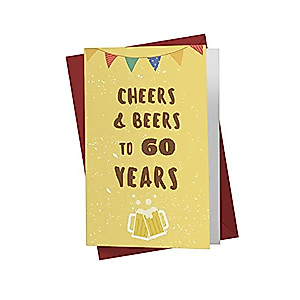 Funny 60th Birthday Card – Funny 60 Years Old Anniversary Card – Happy 60th Birthday Card – Beer 60th Birthday Card – with A Red Envelope