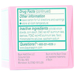 Bayer Chewable Low Dose Baby Aspirin Cherry 81 Mg 36-Count (Pack of 3)