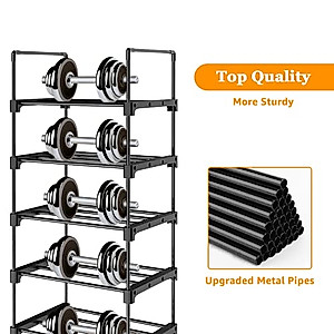 Goramio 10 Tiers Tall Shoe Rack, 20-24 Pairs Shoe and Boots Storage Organizer, Stackable Metal Shoe Shelf with Hooks, Space Saving Narrow Shoe Rack for Entryway, Closet, Bedroom, Sturdy, Black