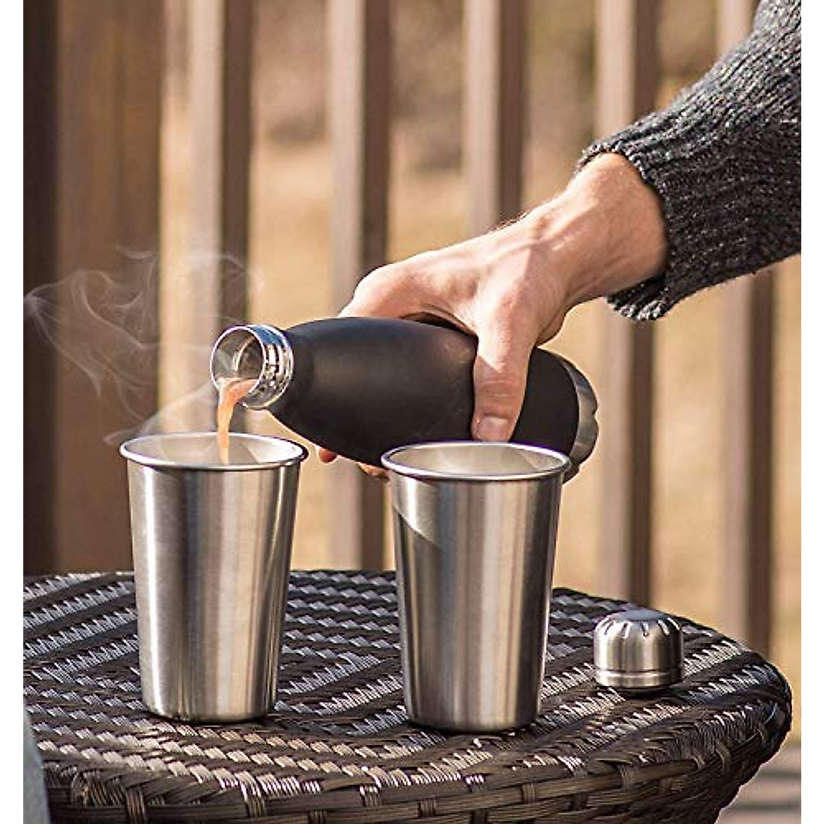 16 Ounce Stainless Steel Pint Cups - Stackable Pint Cup Tumblers For Travel – Metal Cups For Drinking Outdoors - 16 Oz Reusable Steel Cups - 5 Pack