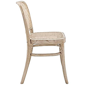 Modway Winona Elm Wood Dining Side Chair with Cane Rattan Seat in Gray