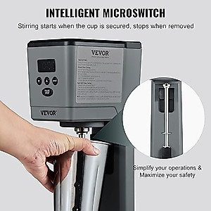 VEVOR Milkshake Maker, 375W Electric Milkshake Machine, Single Head Drink Mixer Blender Machine, LED Intelligent Microswitch, 3-Speed Milkshake Mixer with 820 ml Stainless Steel Cup