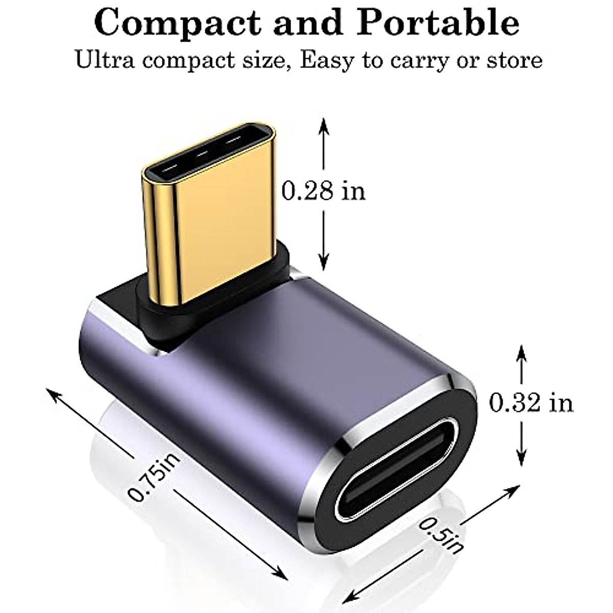 AuviPal 90 Degree Right Angle USB C Male to USB C Female Adapter, Up and Down USB Type C Adapter Extender for Steam Deck, ROG Ally, Switch, Notebook, PC, Tablet, Phone and More - 2 Pack