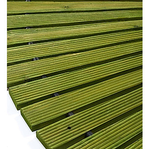 Plow & Hearth Roll-Out Curved Green Hardwood Garden and Yard Pathway | Portable Walkway | Weather-Resistant | Easy to Clean | 4'L x 18" W