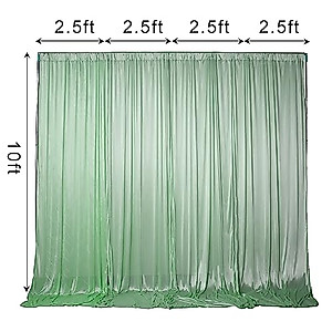 SweetEasy 2packs 5x10ft Photography Backdrop Drapes Curtains Wedding Backdrop, for Baby Shower Birthday Home Party Event Festival Restaurant Reception Window Decor Polyester (sage Green)