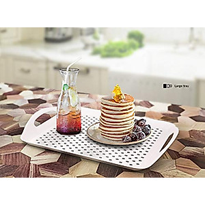 Bravi Kitchen 3PC Anti-Slip Food Serving Tray with Handles 17.9" + 15.7" + 13" Dinner Trays for Lap + Small Drink Tray | Breakfast Tray | Bed Tray | Food Tray | Lap Trays for Eating | Serving Trays