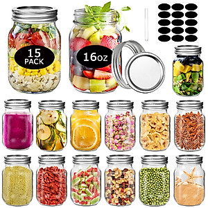 SLifeJars 30 Pcs Mason Jars 8 oz Regular Mouth Clear Glass Jars with Airtight Leak Proof Lids and Bands Canning Jars Reusable Spice Jars for Kitchen Food Storage Prep Overnight Oats Jam Jelly Honey