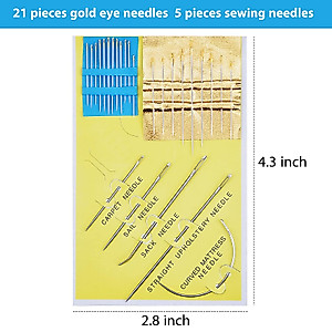 6 Rolls Strong Upholstery Thread High Strength Sewing Waxed Thread with Hand Stitching Needle Set for Denim Leather Craft DIY Machine (White, Gray, Brown, Light Gray, Blue, Dark Blue, 0.55 mm)