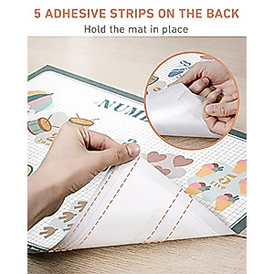 Babebay Disposable Placemats for Baby, 40 Pack Sticky Toddler Placemat for Restaurants, Dining Table, Party, Travel, 12" x 18" Placemats with 4 Designs, Fun and Learning Placemats for Kids