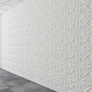 MIX3D Decorative 3D Wall Panels Star Textured PVC Wall Panels for Interior Wall Decor, 12''x12'' White Pack of 33 Tiles Cover 32 Sq. Ft