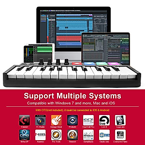 Midi Controller, lotmusic Worlde TUNA PANDA MINI 25 Keys Portable USB Midi Keyboard with 8 RGB Backlit Colorful Drum Beat