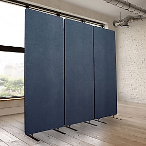 Stand Up Desk Store ReFocus Freestanding Noise Reducing Acoustic Room Wall Divider Office Partition (Midnight Blue, 72" x 66", Zippered 3-Pack)