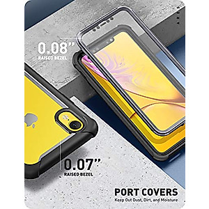 i-Blason Ares Case for iPhone XR 2018, Full-Body Rugged Clear Bumper Case with Built-in Screen Protector (Black)