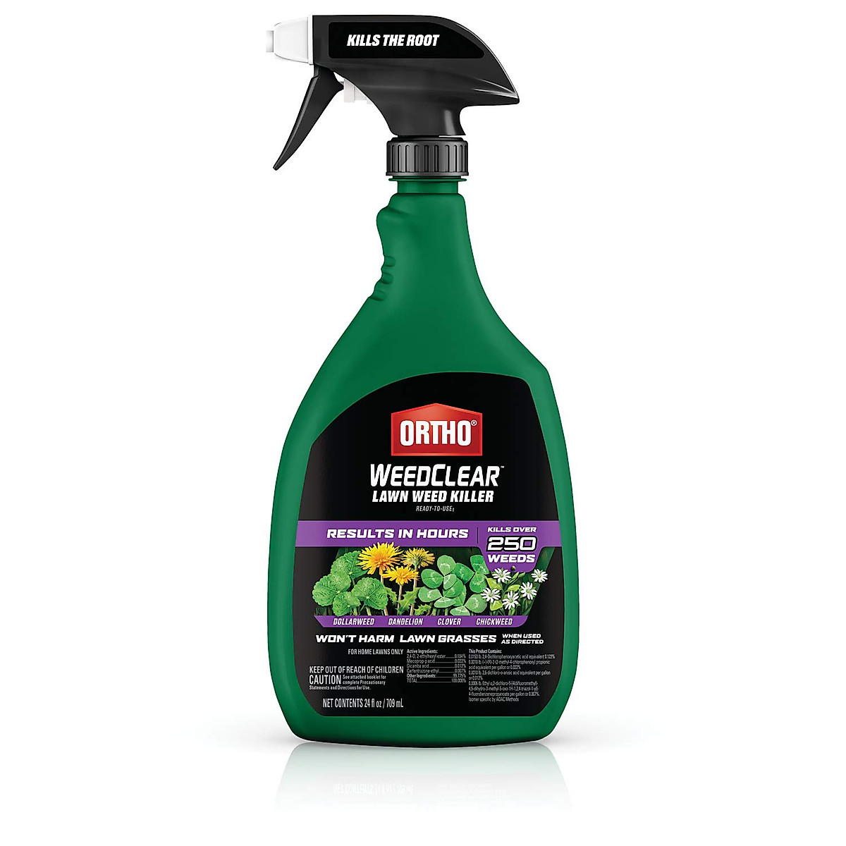 Ortho WeedClear Lawn Weed Killer Ready-to-Use1 - Results in Hours, Kills Dollarweed, Dandelion, Clover and Chickweed to the Root, Won't Harm Lawn Grass When Used as Directed, 24 oz.