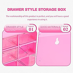 Didiseaon Plastic 3- Layer 9- Drawer Jewelry Box, Compact Storage Organization Drawers Set for Cosmetics, Hair Care, Bathroom, Office, Dorm, Desk, Countertop, 7“X4.6X3.81, Rosy