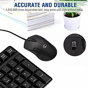 Wired Keyboard and Mouse Combo, Gofreetech Full-Size Keyboard and Mouse Combo with Optical 3 Button Mouse, USB Plug-and-Play, Compatible with Desktop, Laptop, Notebook, PC Windows