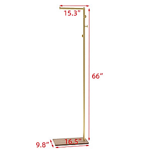 Xegulg Clothes Rack, Coat Rack Freestanding Metal, 3 Round Hooks and Stable Base, At Home Doorway Bedroom Hotel Office Hall Tree for Coats, Hats, Scarves, Clothes and Handbags,Gold