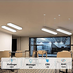 Lightdot 4ft LED Shop Light Fixture, 5" Wide Linear Kitchen Ceiling Lights, Flush/Suspended Mount, 50W 7000LM(200W Fluorescent Replacement) 5000K Led Wrap-Around Lights for Garage Office(4 Pack)