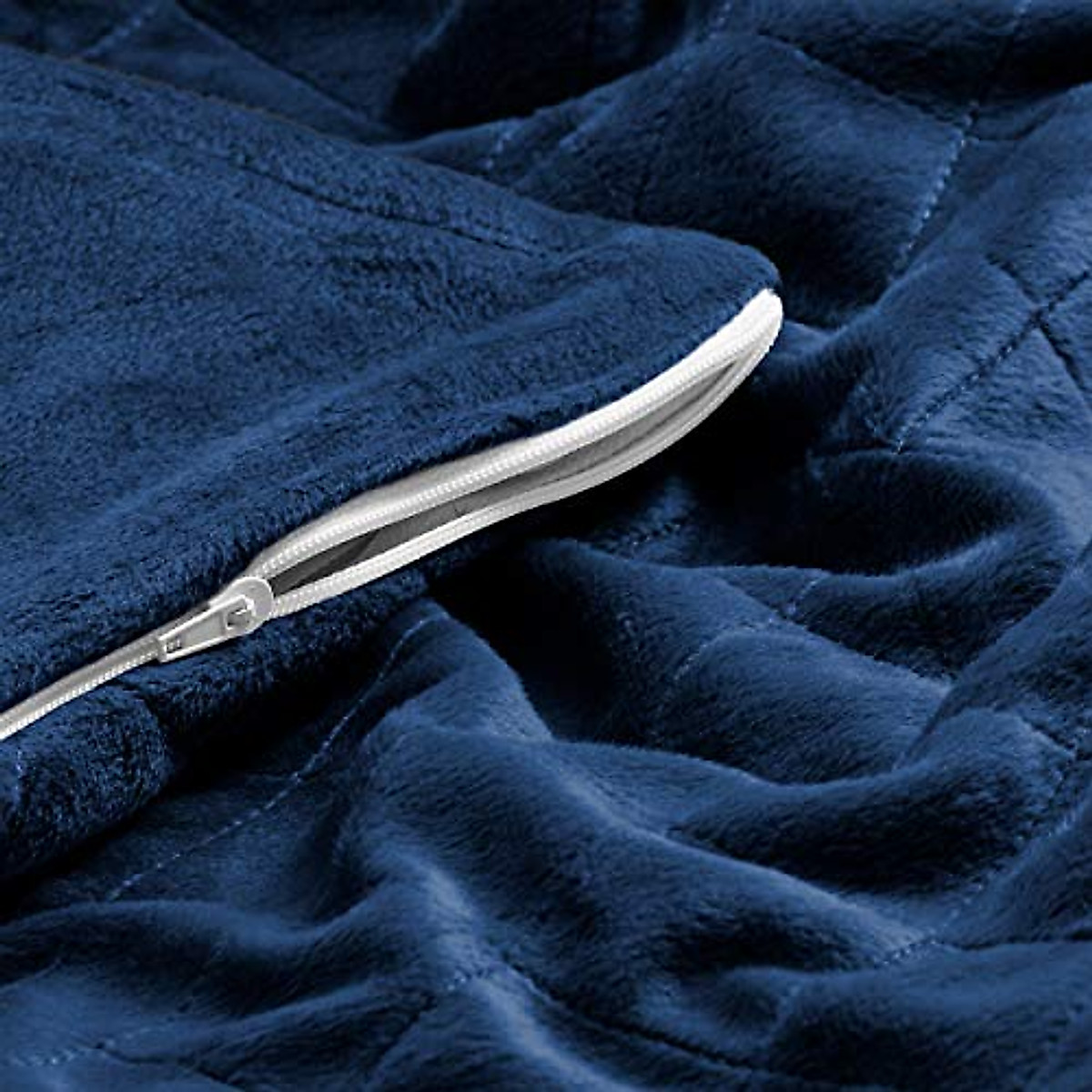 Bare Home 17lb (60" x 80") Weighted Blanket with Cover for Adults - All-Natural 100% Cotton - Improved Heavy Blanket with Premium Glass Beads (Dark Blue, 60"x80")