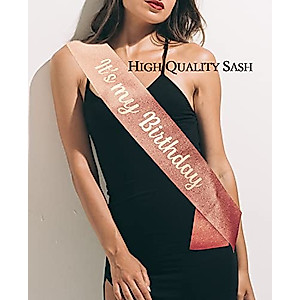 Cute Birthday Crown & Tiara Set for Girls & Women - Rose Gold