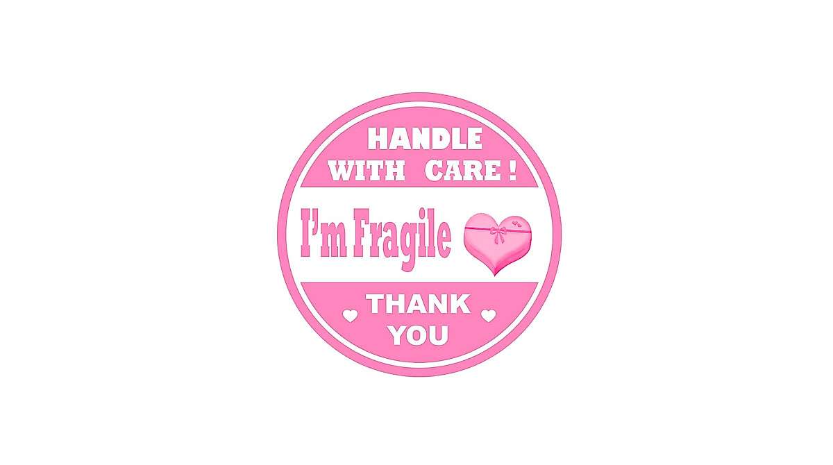 Pink Fragile Stickers - 500 Pcs for Safe Shipping