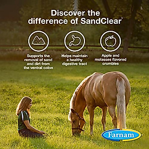 Farnam Sand Clear for Horses Natural Psyllium Crumbles, Veterinarian recommended to support the removal of sand & dirt from the ventral colon, 10 lbs., 32 scoops