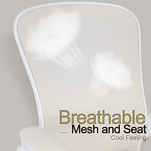 Drafting Chair Tall Office Chair, Standing Desk Chair 3.9'' Cushion, Ergonomic Mesh Computer Chair with Adjustable Foot Ring & Flip-Up Arm, Executive Rolling Swivel Stool for Office & Home. (Beige)