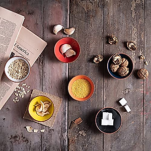 YMASINS Small Bowls, Terracotta pinch bowls, Ceramic Dipping Bowls Set of 8, Sauce dish prep bowls,11 Wabhas tiny bowls, Small Pinch Bowls for Cooking Prep(3.5 oz)