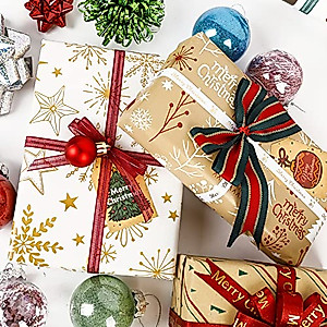 WELTOKE Christmas Ribbons Holiday Grosgrain Satin Ribbons for Christmas Gifts Wrapping Christmas Tree Decorations Festival DIY Crafts Wedding Hair Bows Party Favor(20 Pcs 3 Sizes 55 Yards)