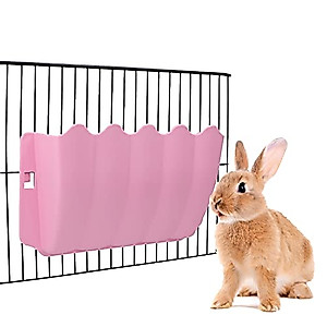 Litewood Rabbit Hanging Hay Feeder Rack Guinea Pig Mess-Free Dispenser Hay Bowl Manger Rack Wall-Mounted for Small Pets Rat Chinchilla Ferret Squirrel Cage Accessories (Pink)