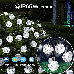 Solar String Lights Outdoor Waterproof,50LED Crystal Globe Solar String Lights,8 Mode 7M/24Ft Outdoor Solar Powered String Lights for Garden,Patio,Christmas,Parties,Wedding,Festival (Cool White)