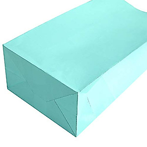 Party Favor Bag - 50 Pack Light Teal Tiffany Blue Food Grade Paper Lunch Gift Bags for 1st Birthday, Easter or Baby Shower - 5"x3"x9"