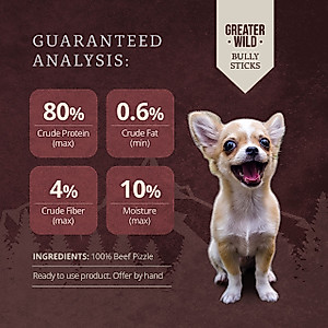 GREATER WILD 12 Inch Bully Sticks Dog Treats, 12 Pack, Standard Thickness - Single Ingredient 100% All Natural Beef, Long Lasting Dog Chews